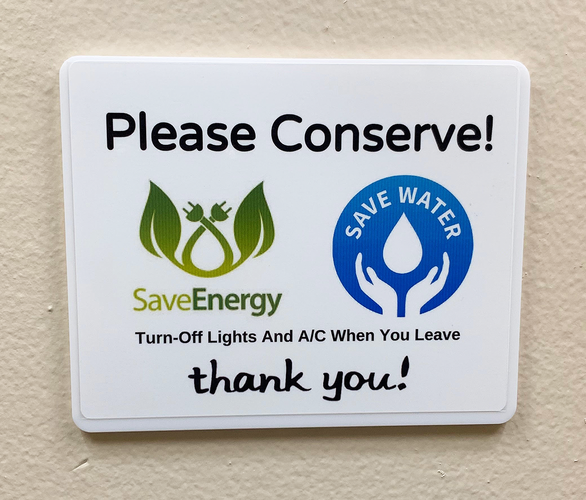 Hotel Room Signs - Conserve Water And Power Wall Sign For Hotels - 5" x ...