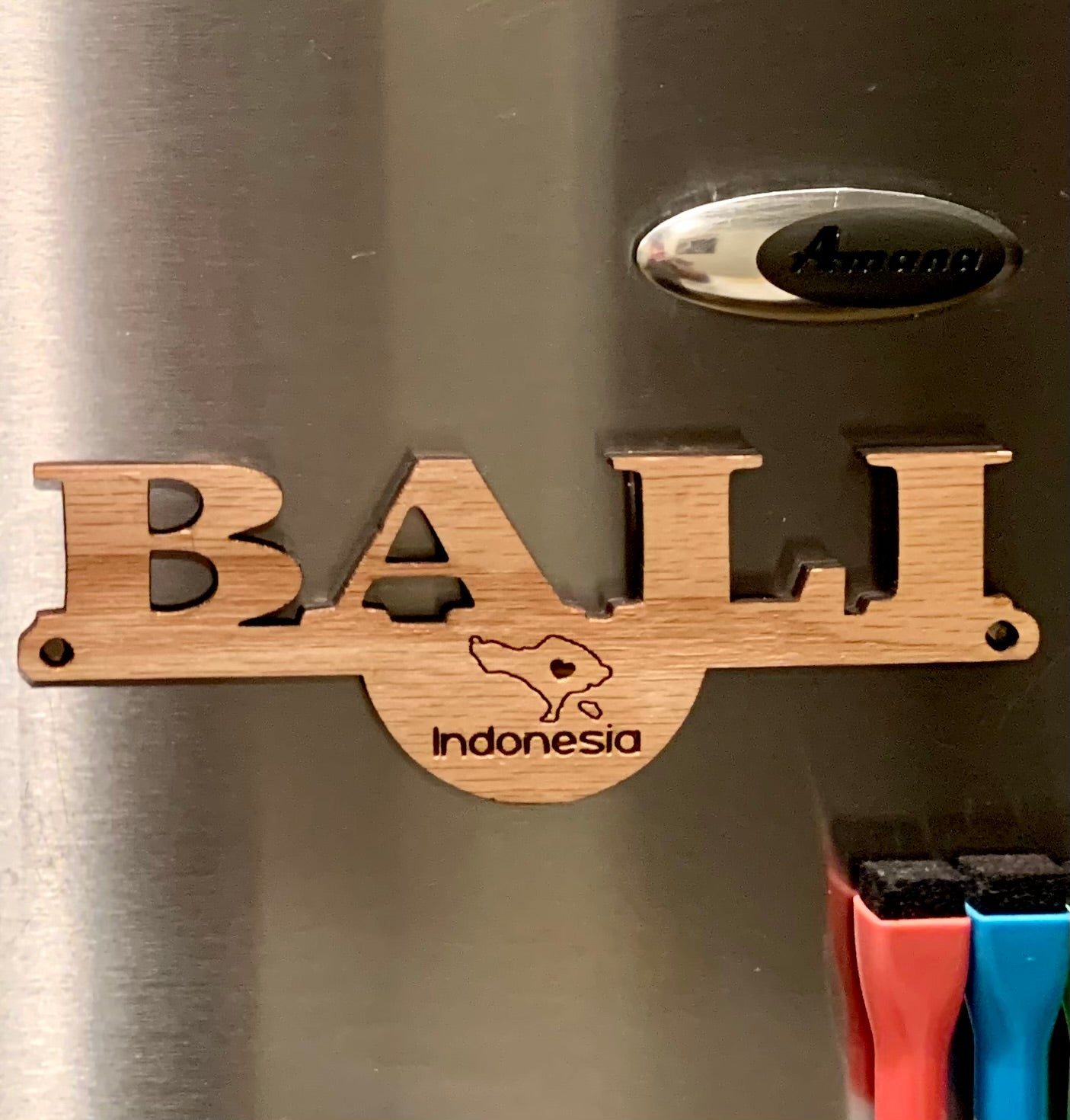 Deluxe Bali Island Indonesia Wood Crafted Fridge Travel Magnet | Room Signs