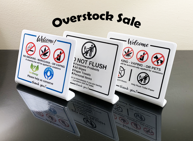 Hotel Motel Room Guest Bathroom Bilingual Toilet Rules Signs | Room Signs