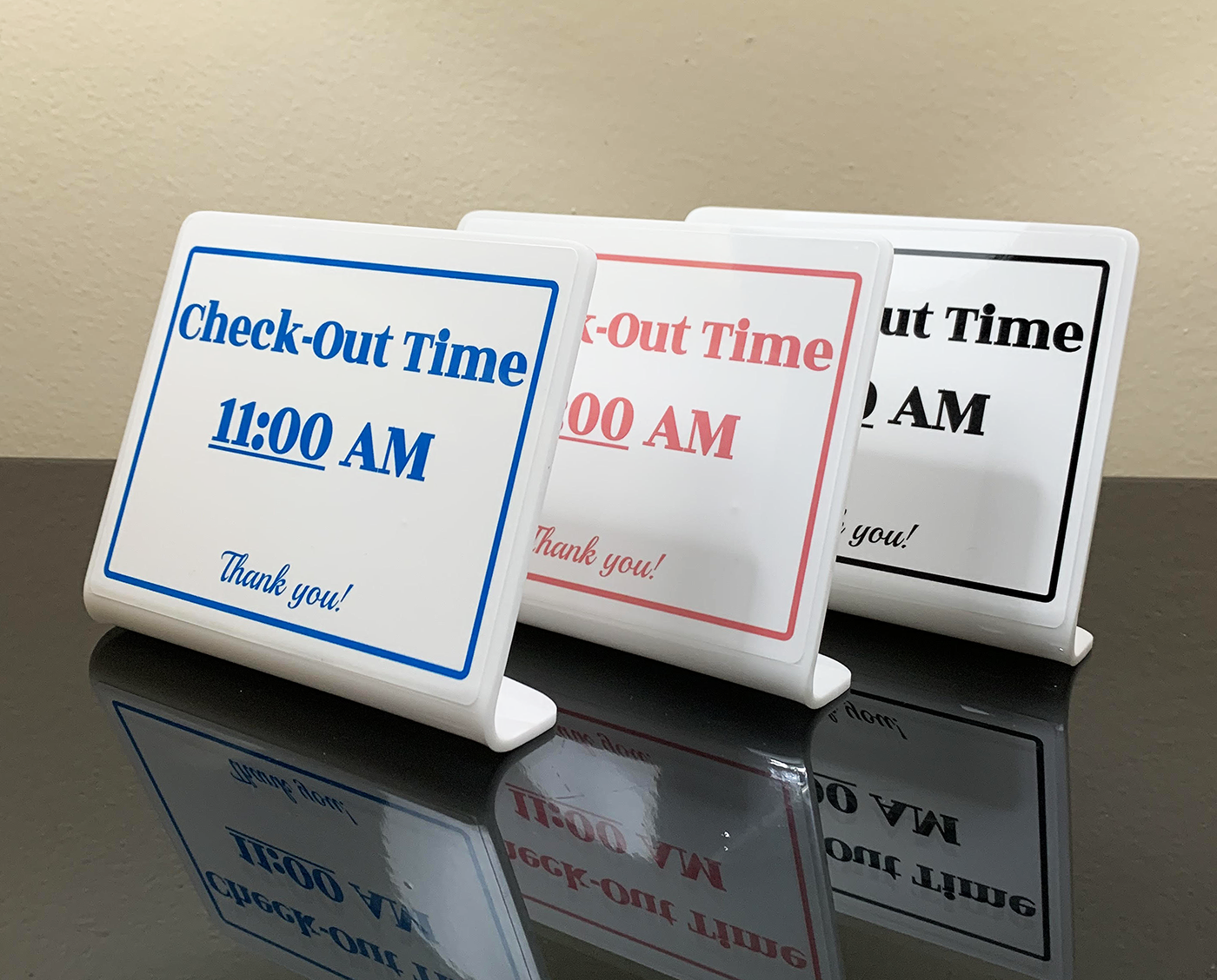 BNB Room Signs - Custom Check Out Time (2 Pack - Choose Your Color ...