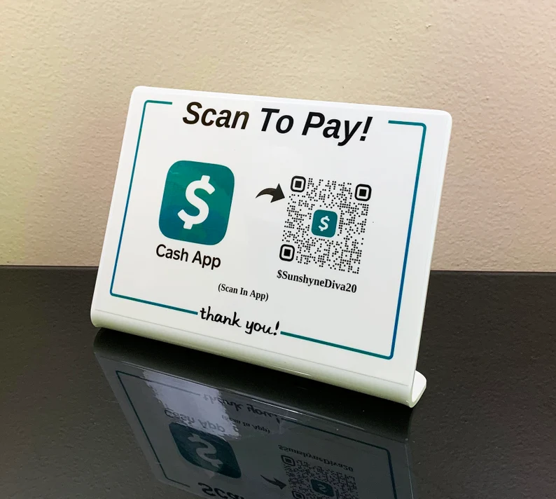 Cash App QR Code Payment Sign For Small Business | Room Signs