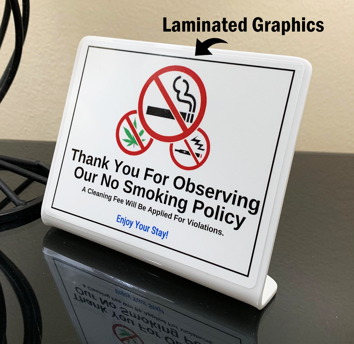 BNB Room Signs - (3 Pack) No Smoking, Laminated Counter Sign For Airbnb ...