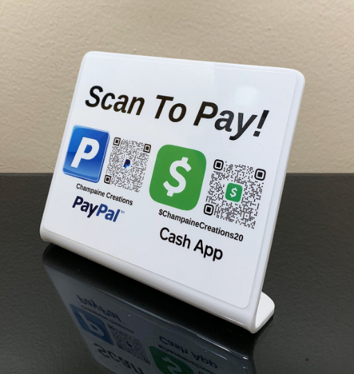 Cash App And Venmo QR Code Acrylic Signs For Small Business | Room Signs