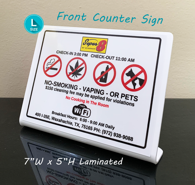 Hotel Motel No Smoking With Logo Room Signs | Room Signs