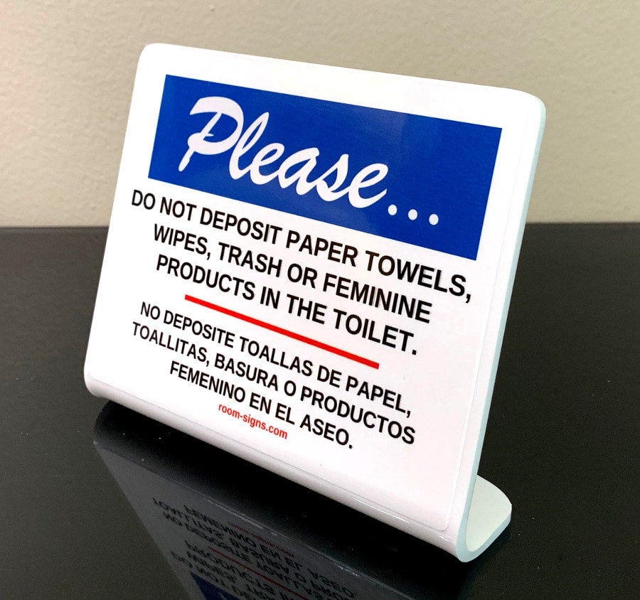 Hotel Room Sign - Bathroom Toilet Sign - Min Qty 40 | Room Signs