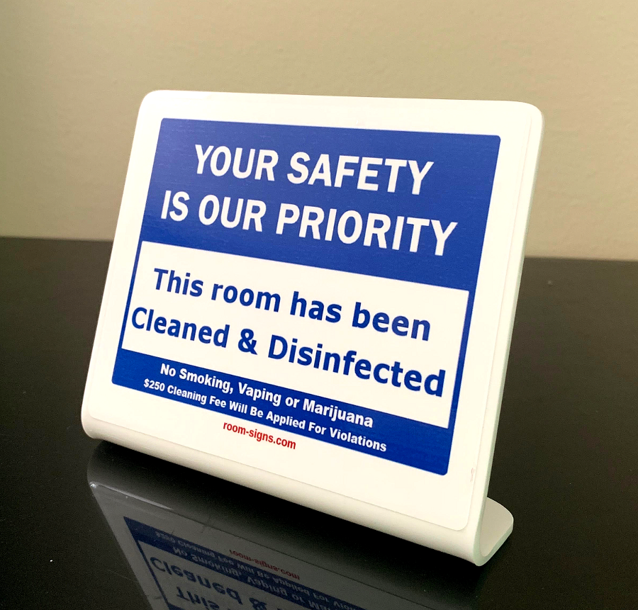 BNB Room Sign - Clean & Disinfect Acrylic Sign 5" x 4" - (Set Of 2 ...