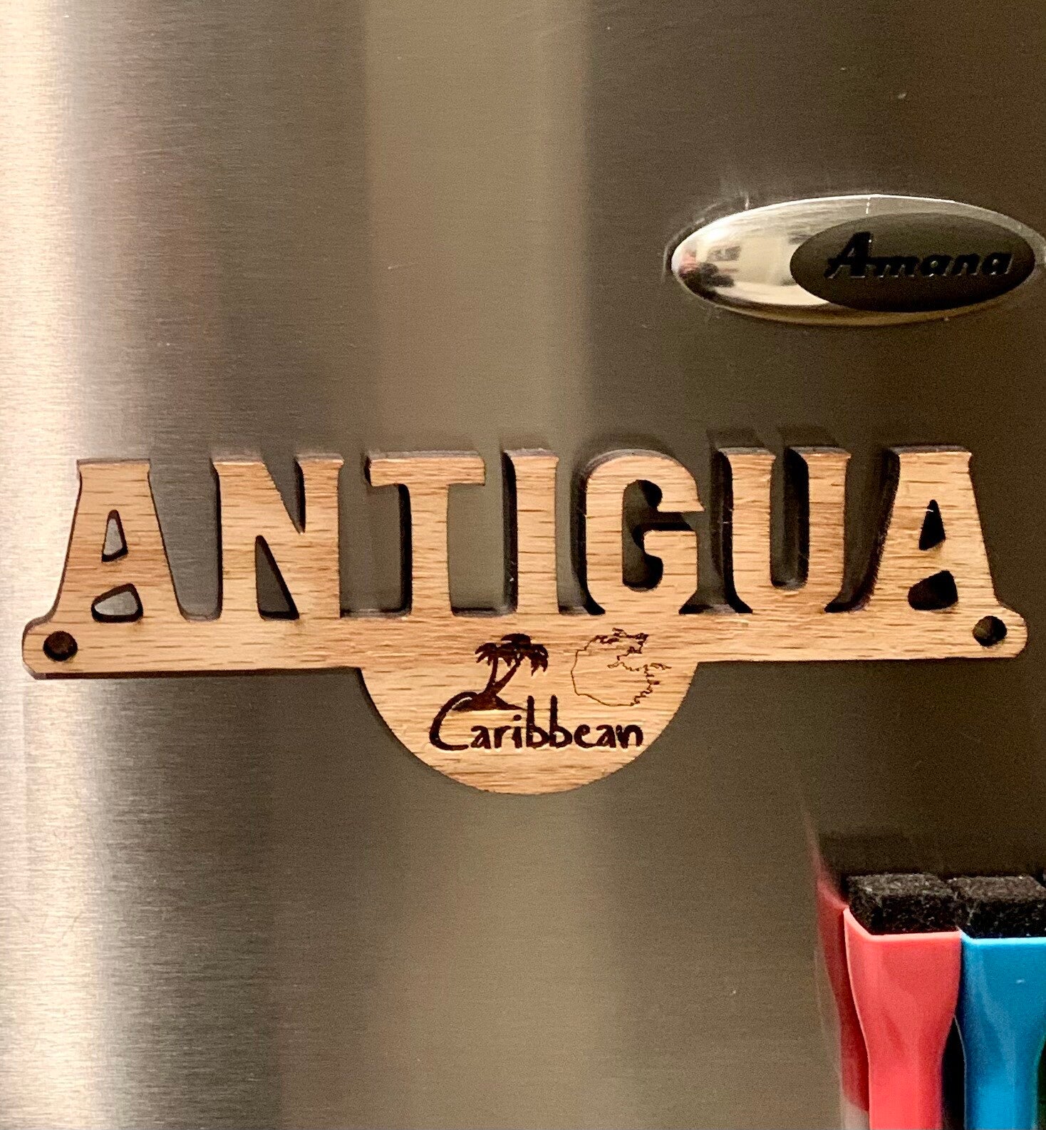 Deluxe Antigua Caribbean Laser-Cut Wood Crafted Fridge Travel Magnet ...