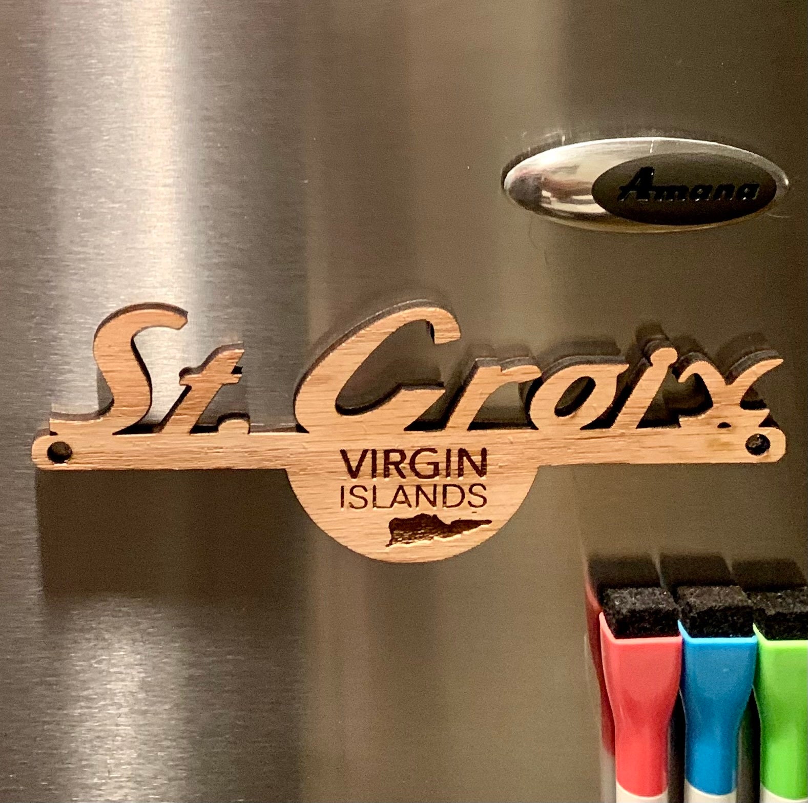Deluxe St Croix Island, Laser-Cut Wood Crafted Fridge Magnet | Room Signs
