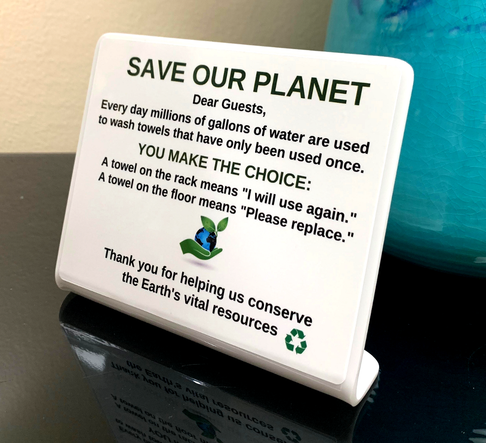 Save Our Planet Water Conservation Sign For Airbnb, Bed And Breakfast ...