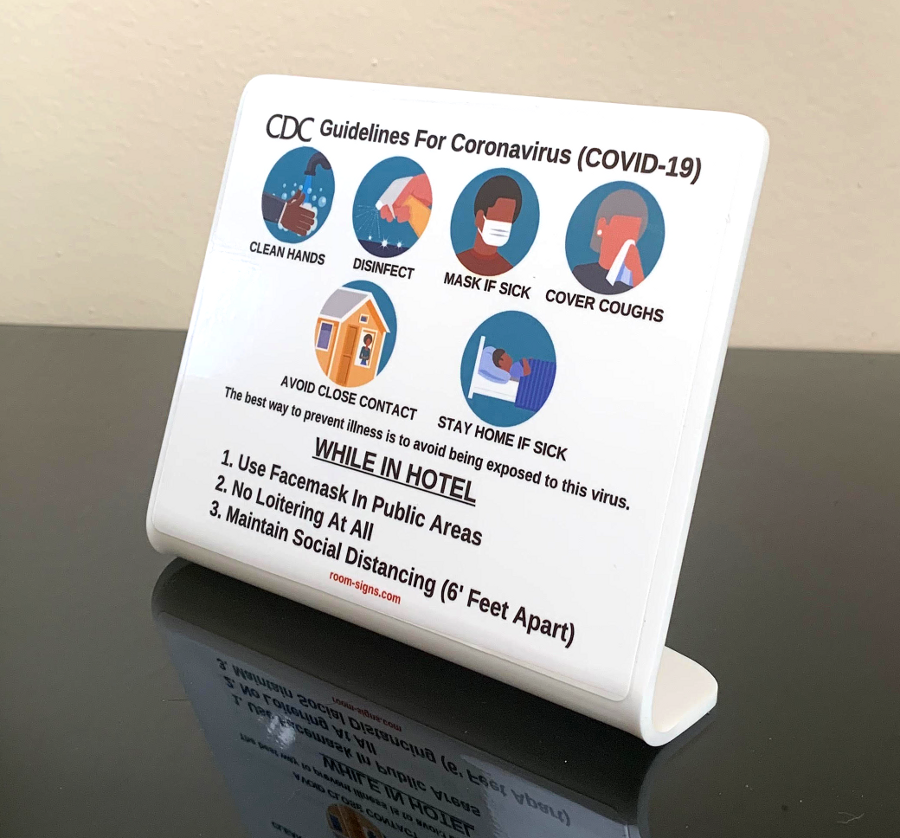 CDC Guideline Hotel Room Sign | Room Signs