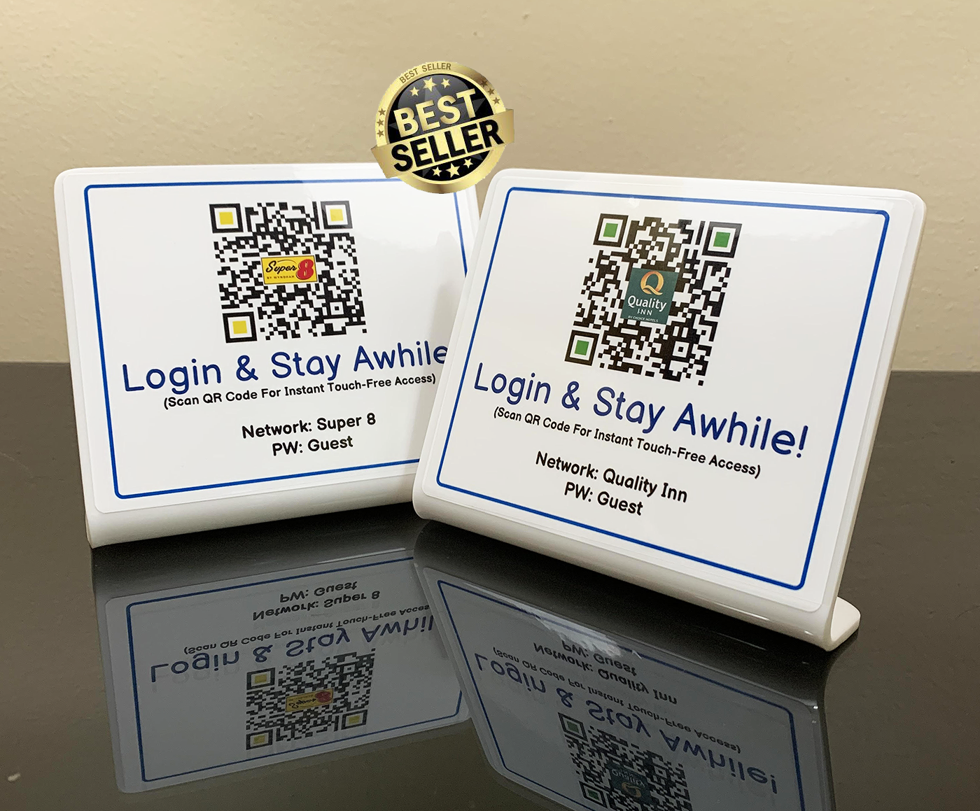 Hotel Room Signs - WiFi QR Code Acrylic Sign With Password And Network ...